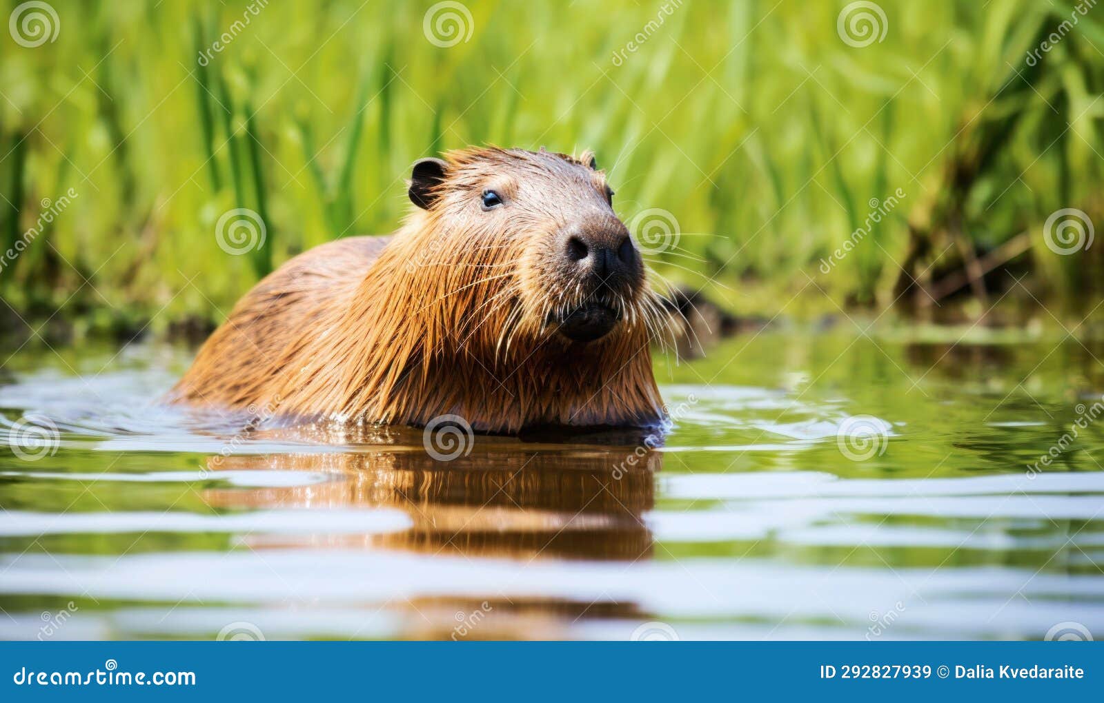 Capybara In Water Pattern Seamless. Guinea Pig Swims Background. Baby ...