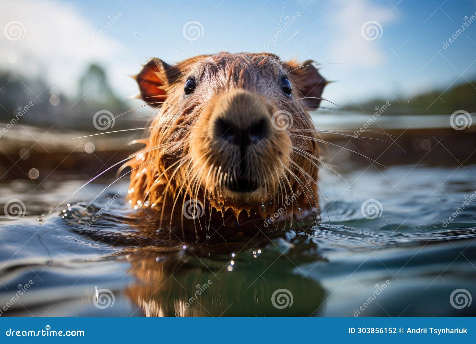 Close Up of a Capybara in the Water. Stock Photo - Image of swim, fauna ...