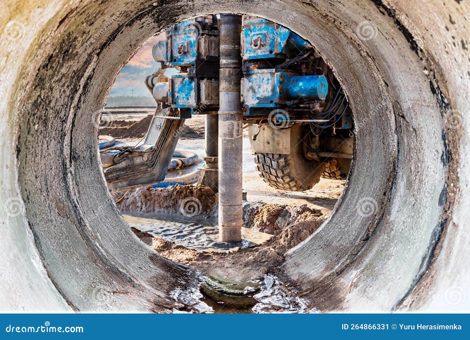 Close-up of a Car-based Drilling Rig at a Construction Site. Drilling ...