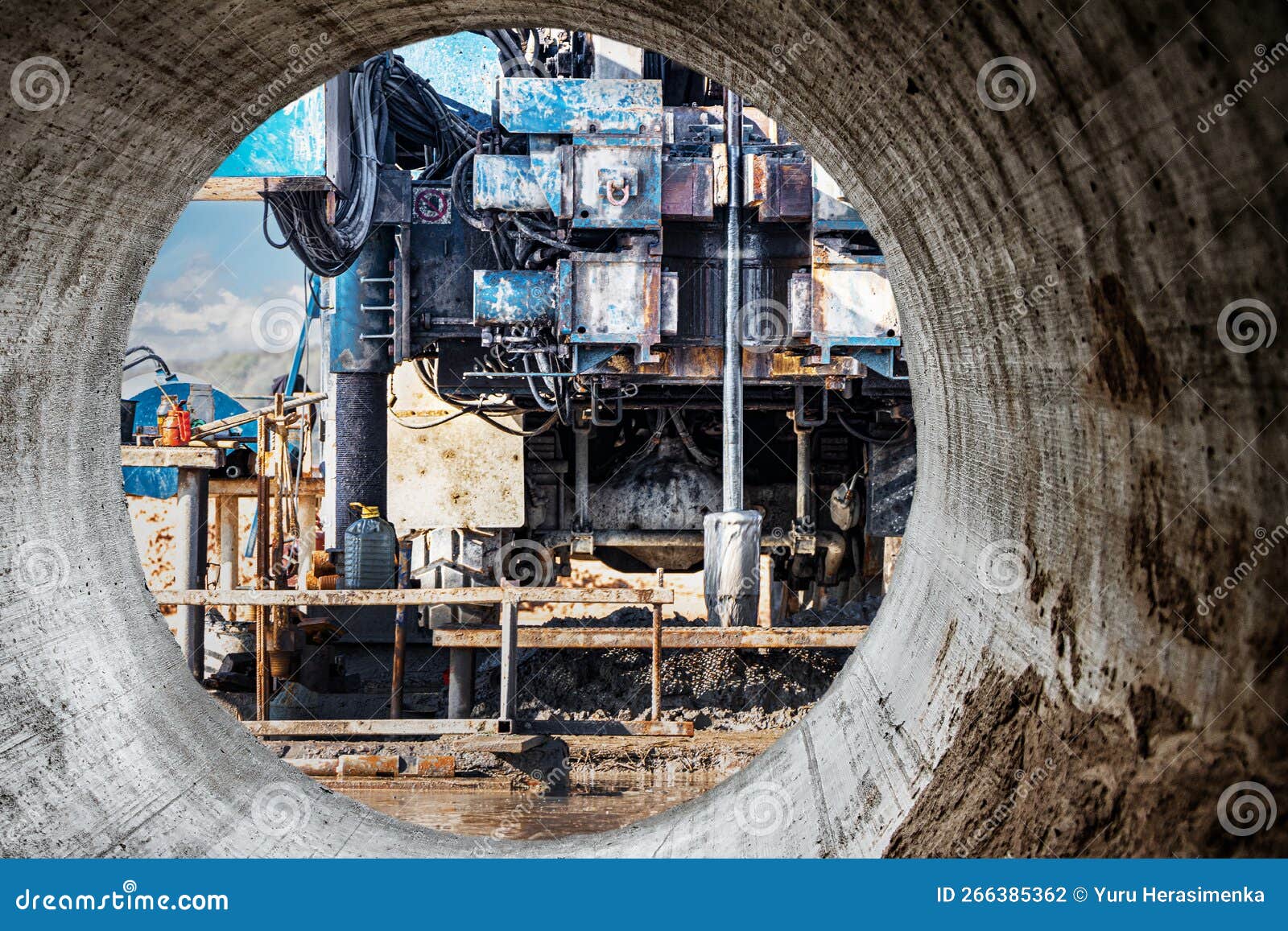 Close-up of a Car-based Drilling Rig at a Construction Site. Drilling ...