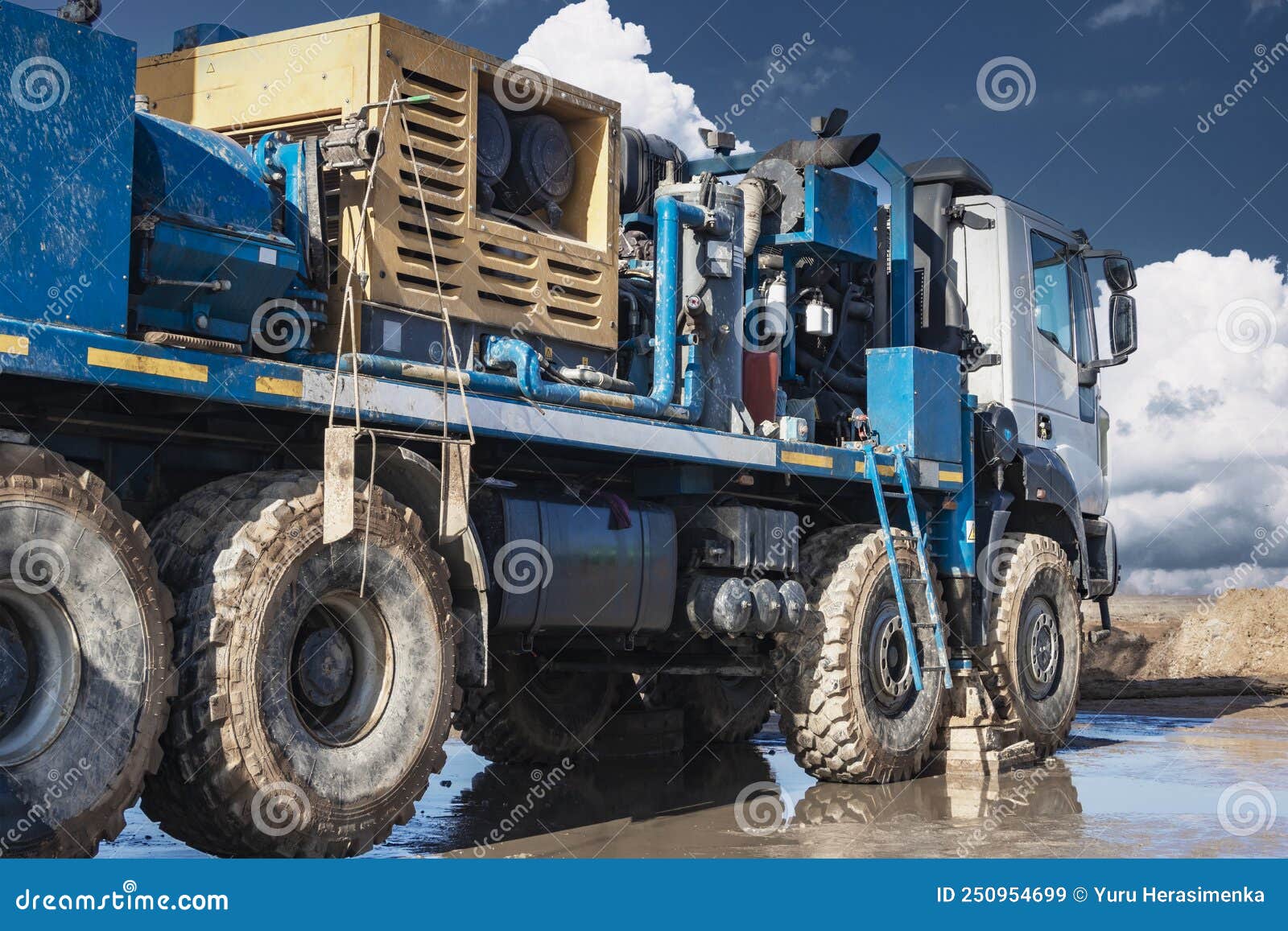 Close-up of a Car-based Drilling Rig at a Construction Site. Drilling ...