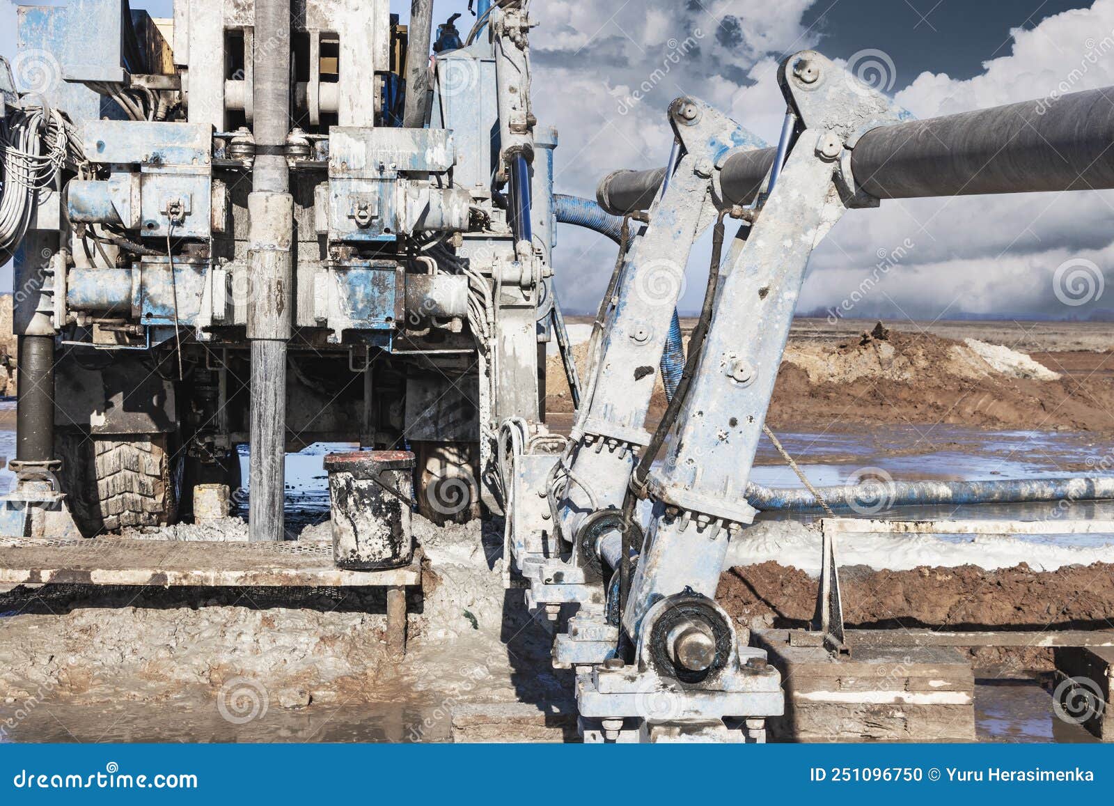 Close-up of a Car-based Drilling Rig at a Construction Site. Drilling ...
