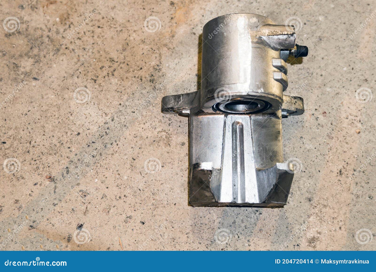 Close Up of a Car Brake Caliper on a Concrete Background Stock Photo ...