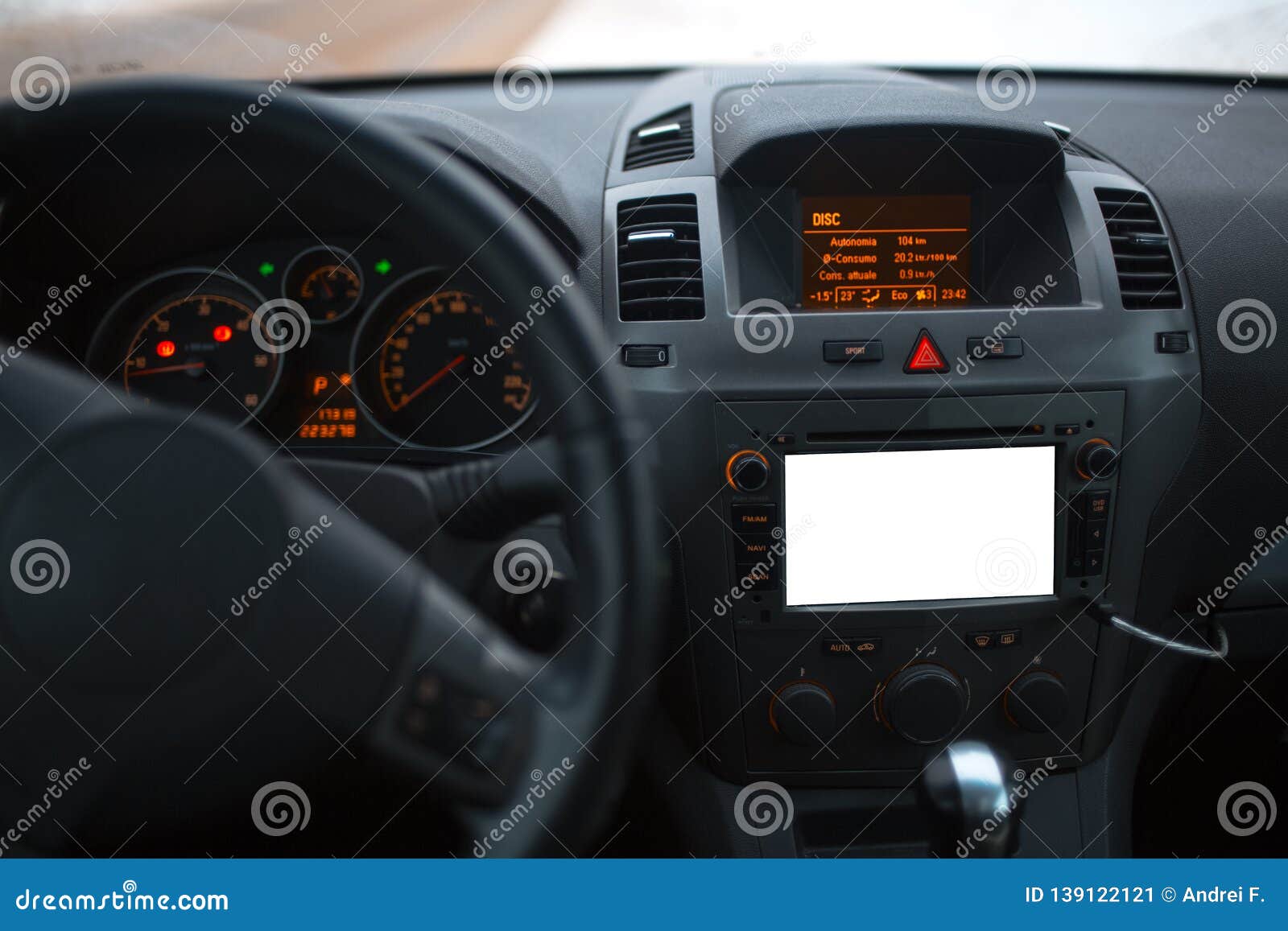 Close-up of Car Dashboard with Mockup on Audio System. Stock Image ...