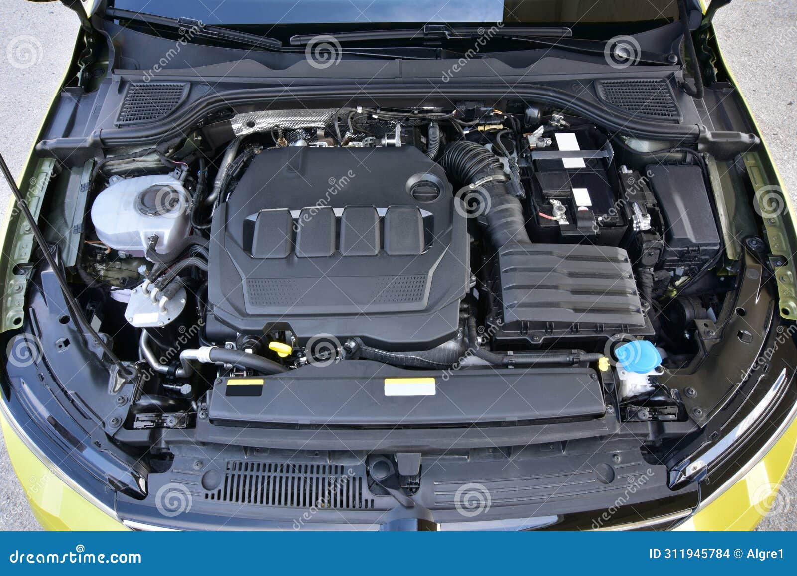 Engine in a passenger car stock photo. Image of service - 311945784