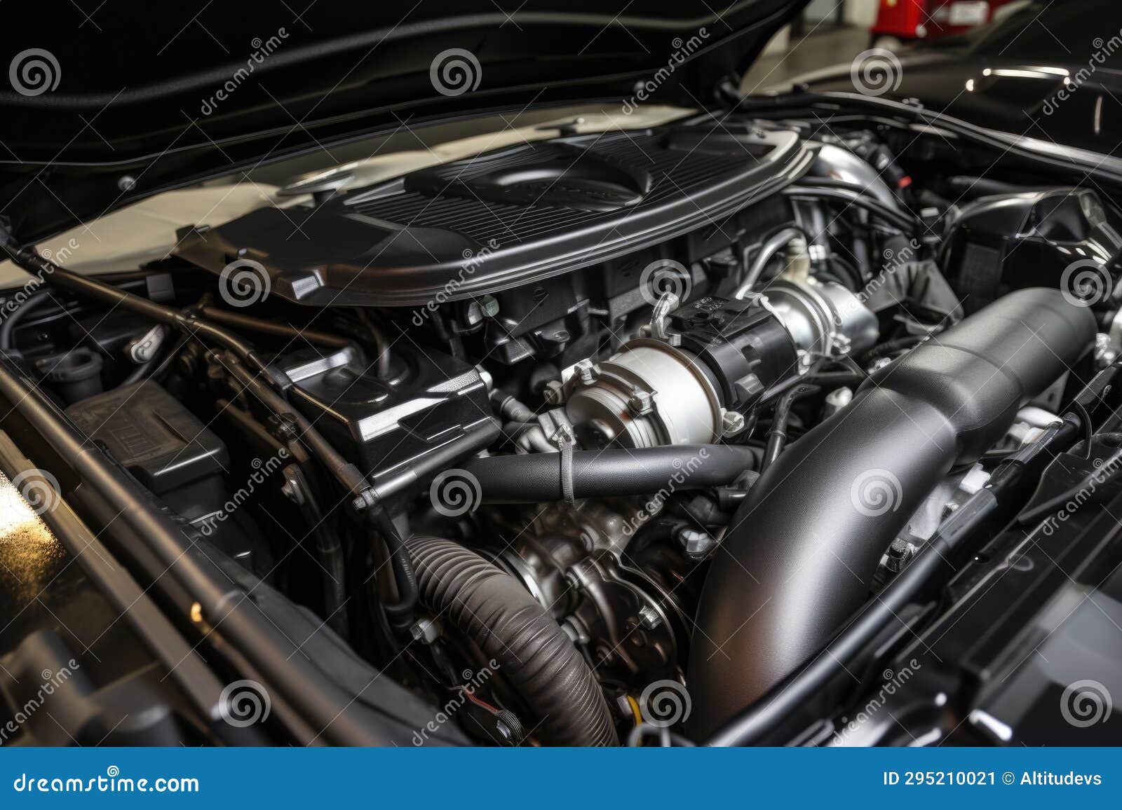 Close Up of a Car Engine Under the Hood Stock Image - Image of close ...