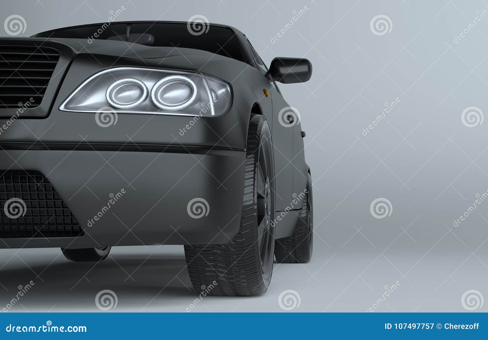 Close Up of Car on Gray Studio Background Stock Illustration ...