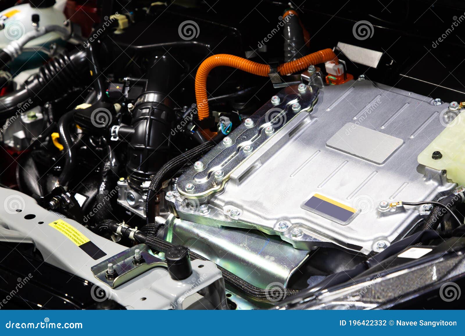Close Up Of Car Hybrid Engine. Hybrid Electric Car Engine Stock ...