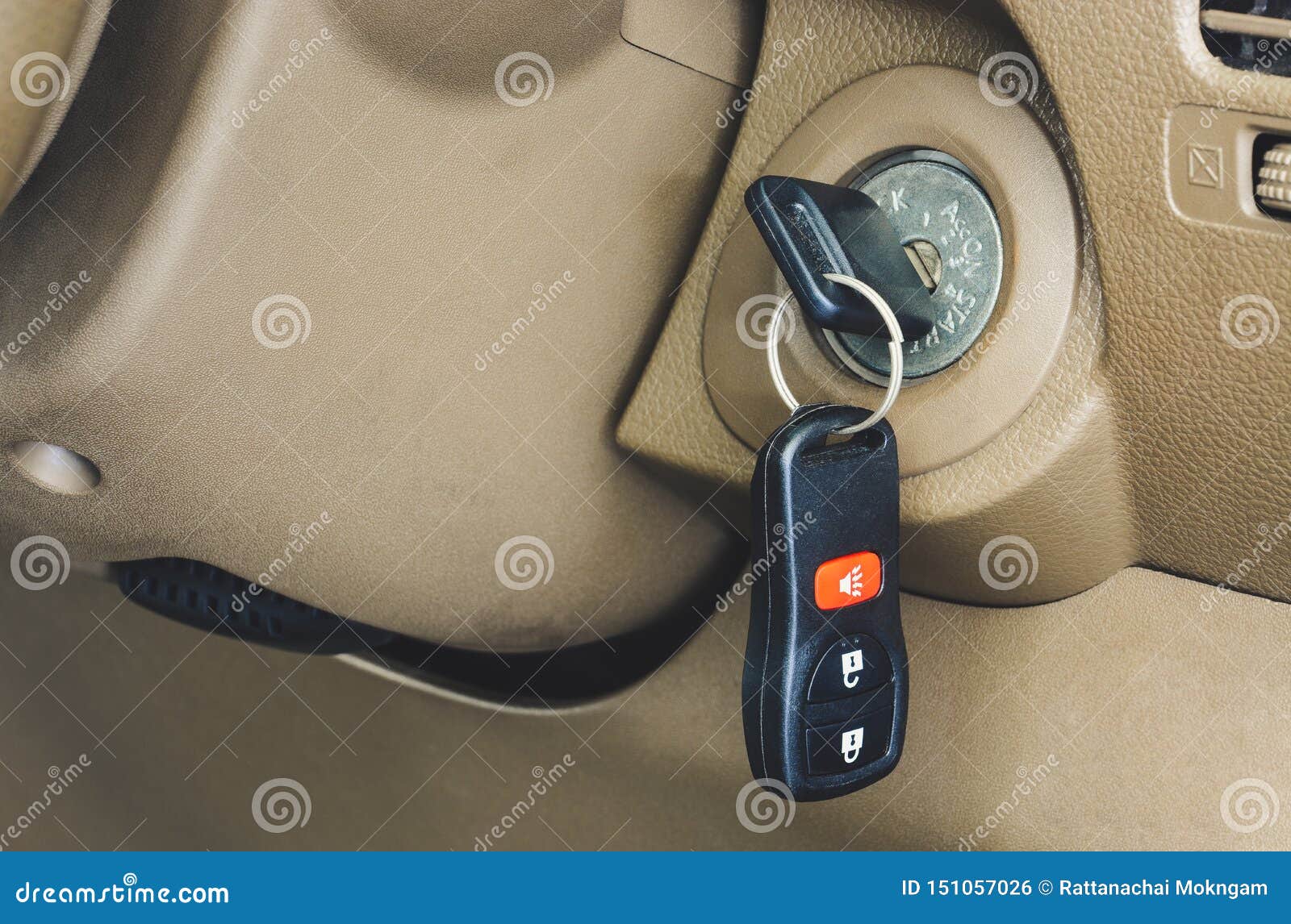 Close Up of Car Key with Remote Control in Keyhole Stock Photo - Image ...
