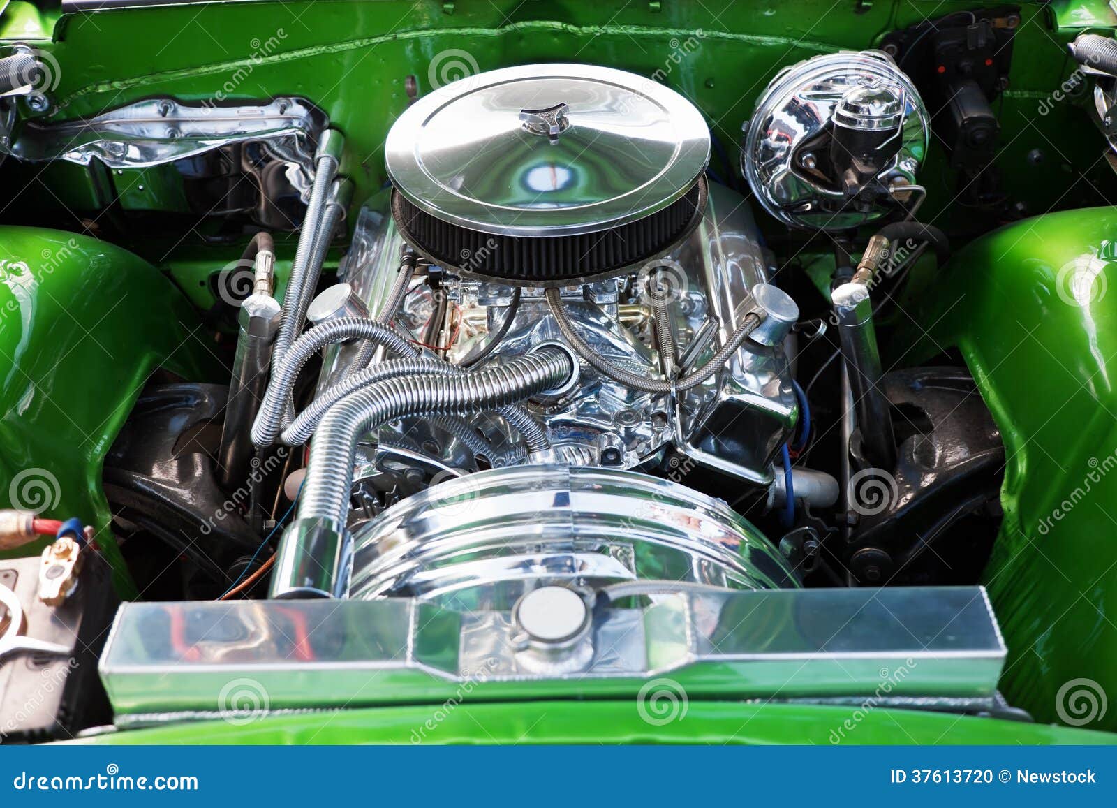 Close-up of Car S Engine, American Classic Car Stock Photo - Image of ...