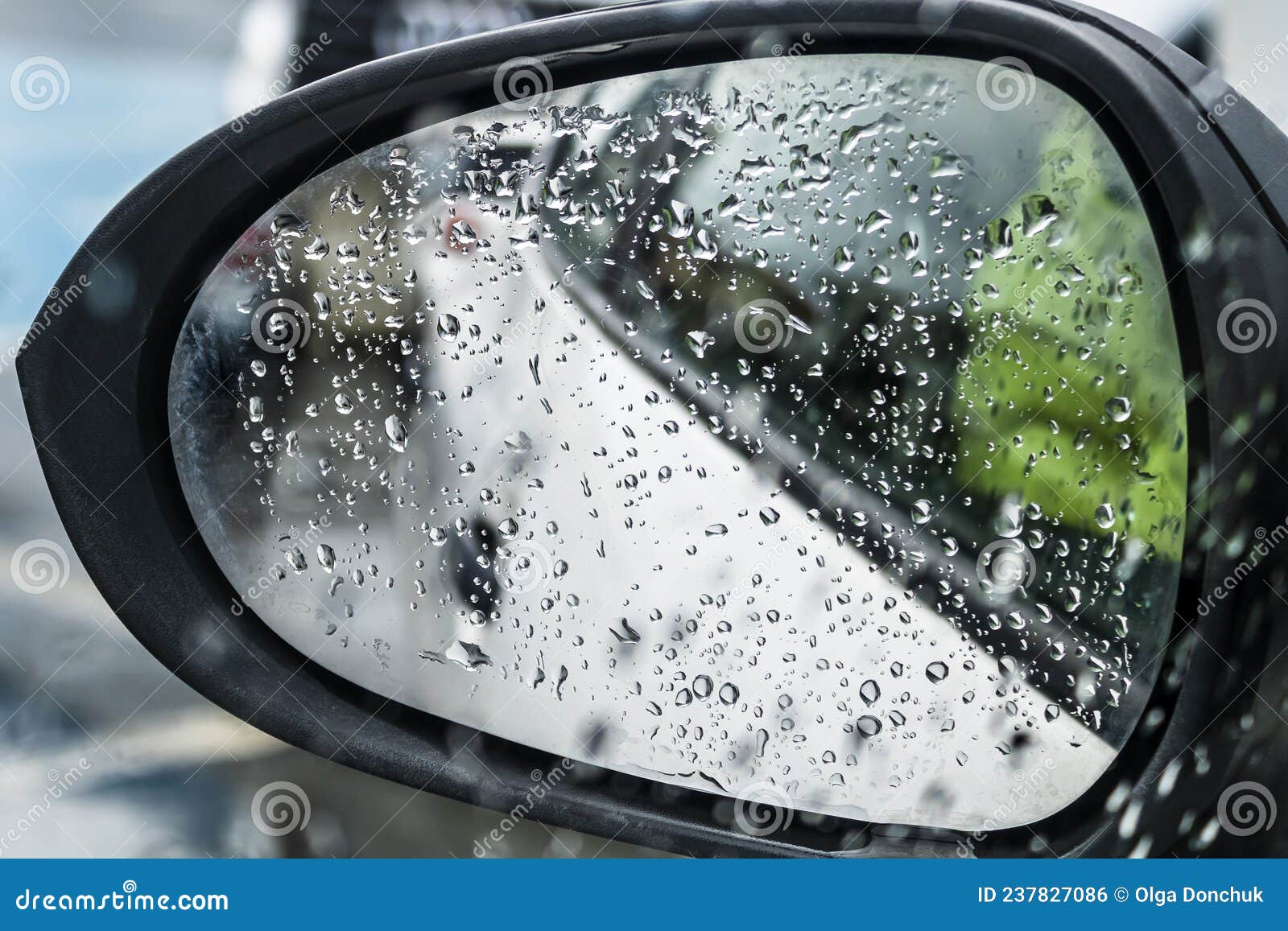 Side Mirror with Rain Drops Stock Photo - Image of water, drops: 237827086