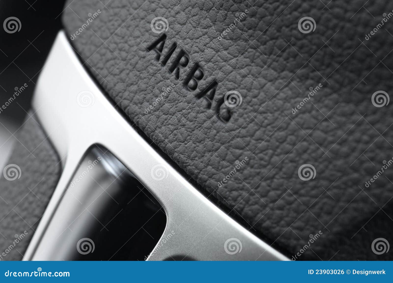 Close Up of a Car Steering Wheel Airbag Stock Photo - Image of ...