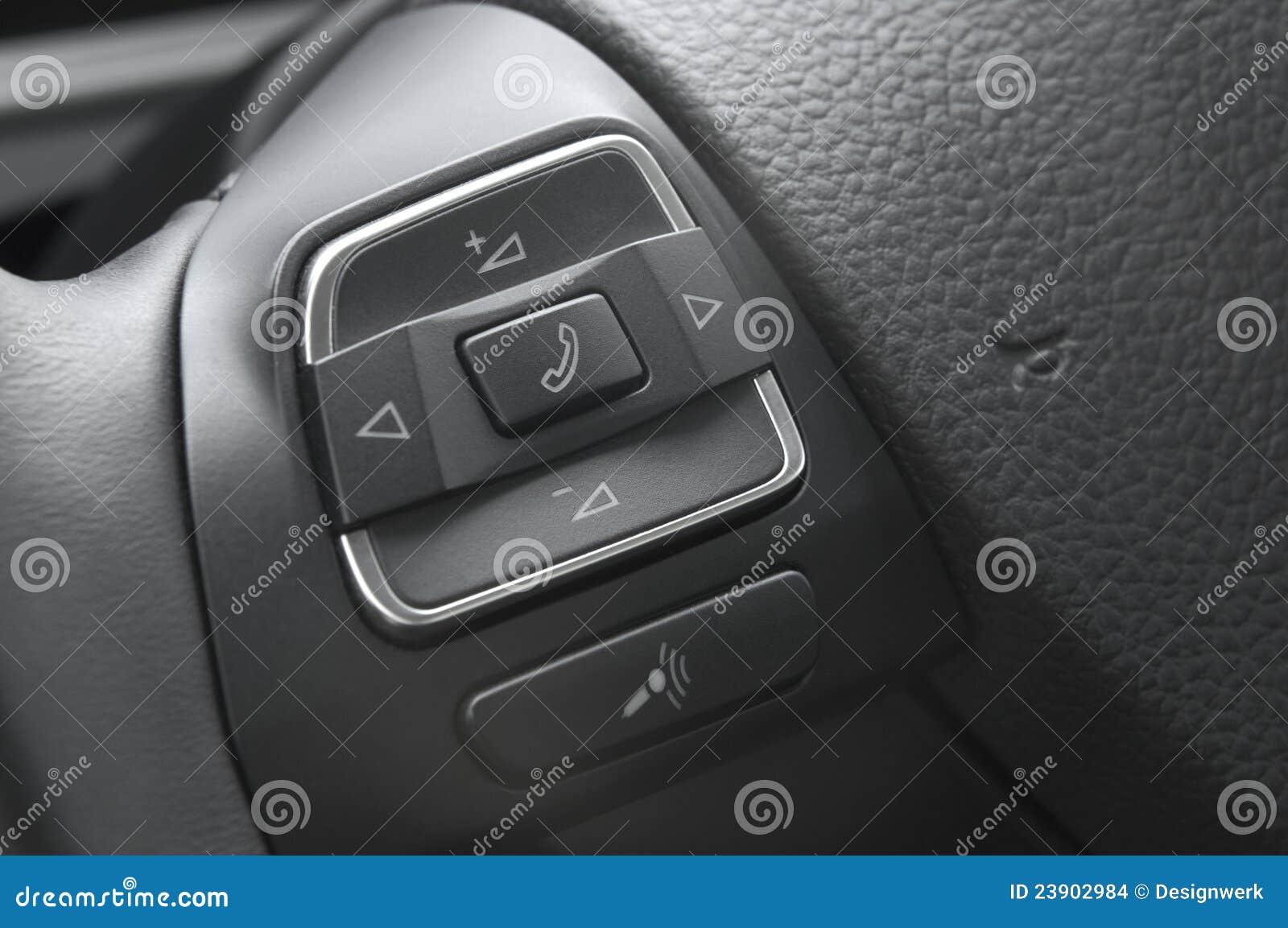 Close Up of a Car Steering Wheel Control Buttons Stock Photo - Image of ...