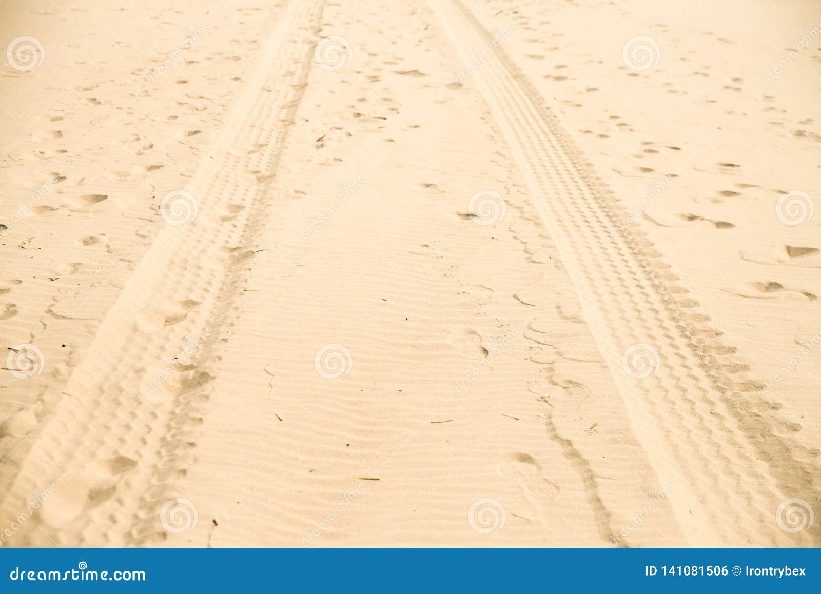 Close Up on Car Tire Trace on Sand Stock Photo - Image of coast ...