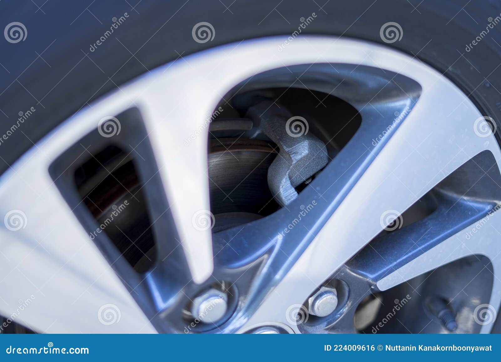 Close Up of Car Tyre Tread on the Road on a Bright Day Stock Photo ...