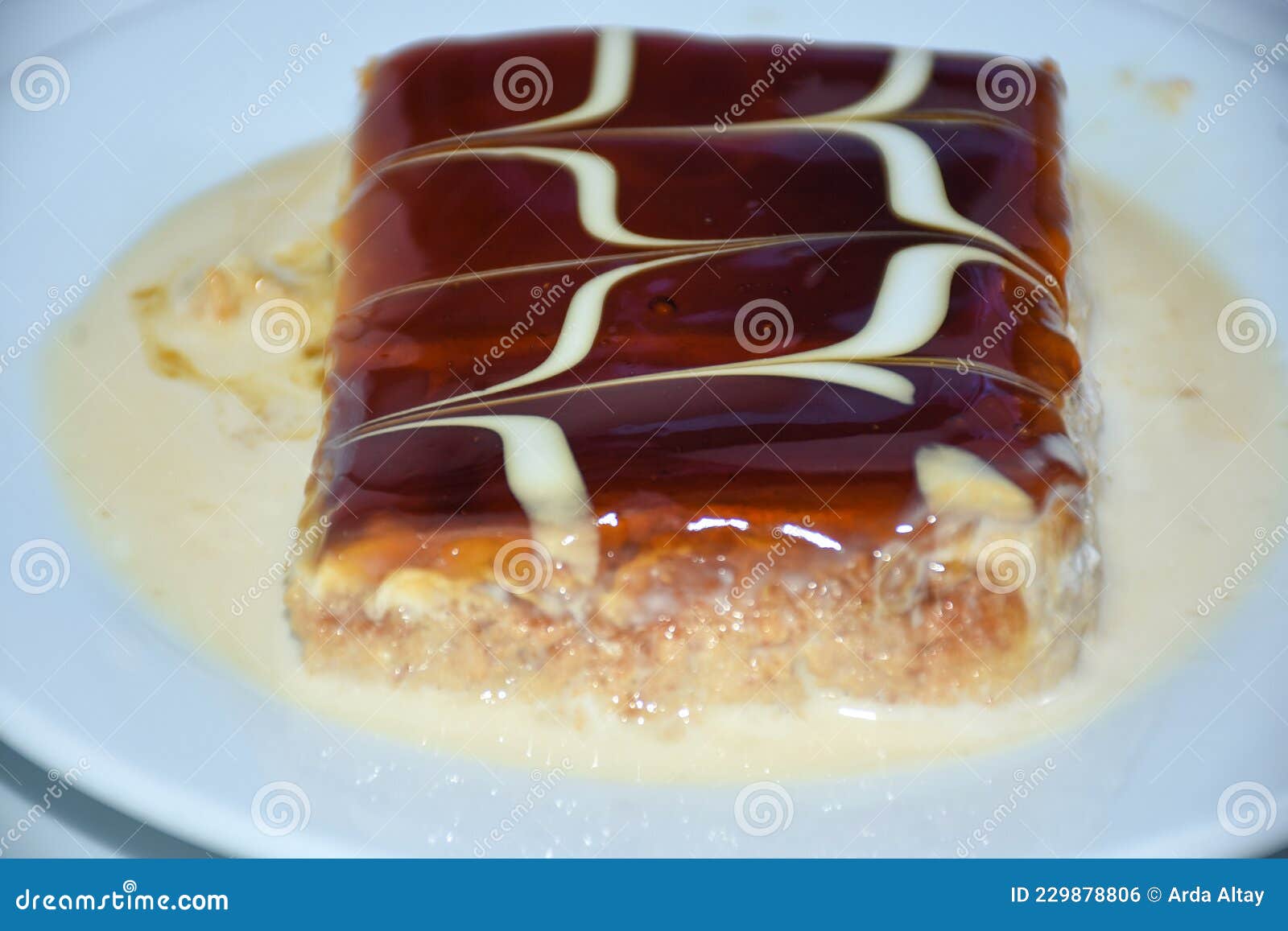Close Up of Caramel Trilece, Turkish Dessert Served on Plate Stock ...