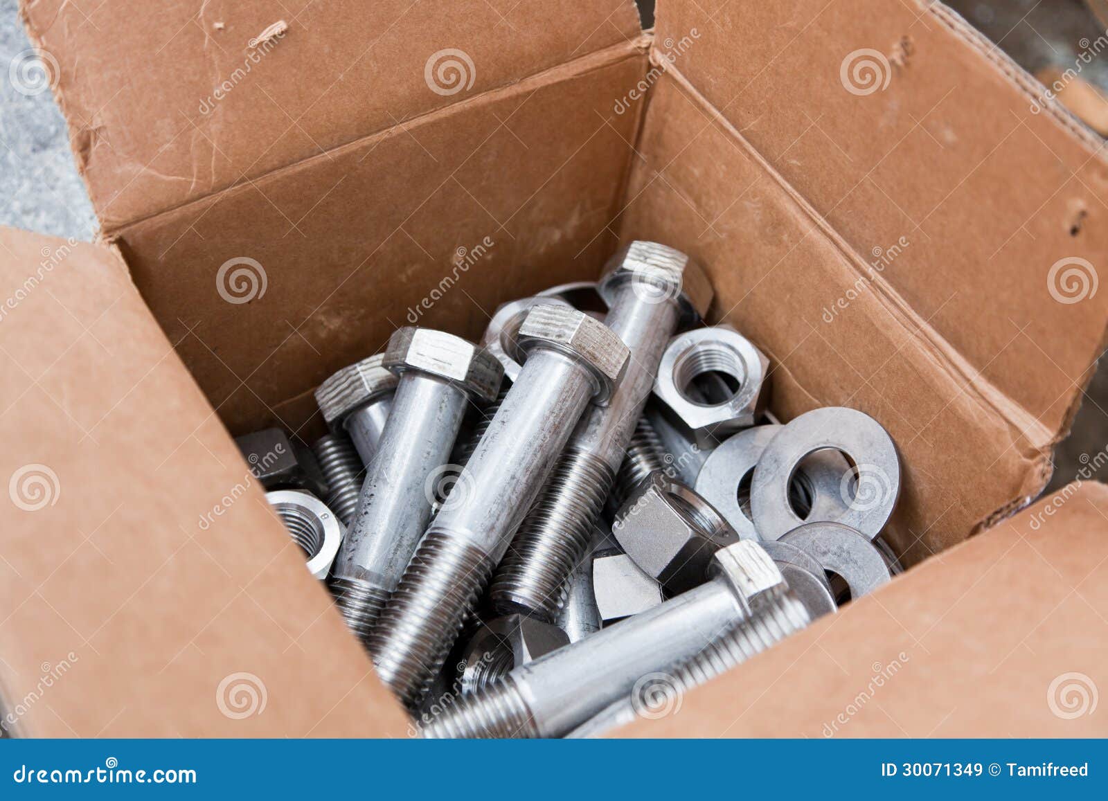 Box of Bolts and Nuts stock image. Image of strong, outdoors - 30071349