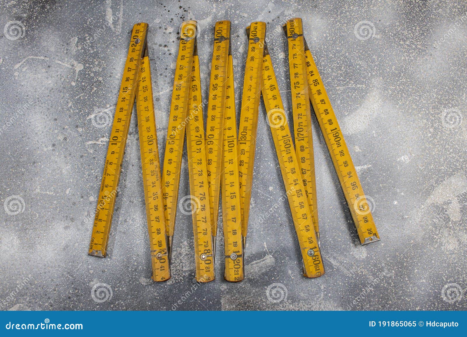 Close Up of a Carpentry Ruler on Cement Background with Clipping Path ...