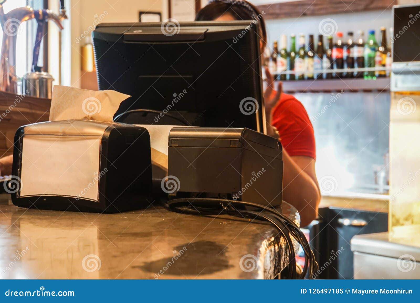 Cashier Counter with Computer for Billing in Fast Food Restaurant Stock ... Cashier Counter with Computer for Billing in Fast Food Restaurant Stock ...