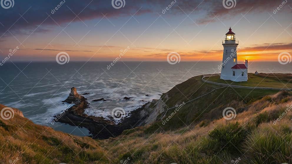 Close Up on Castle Point Lighthouse and the Sky is Full of Storms Stock ...