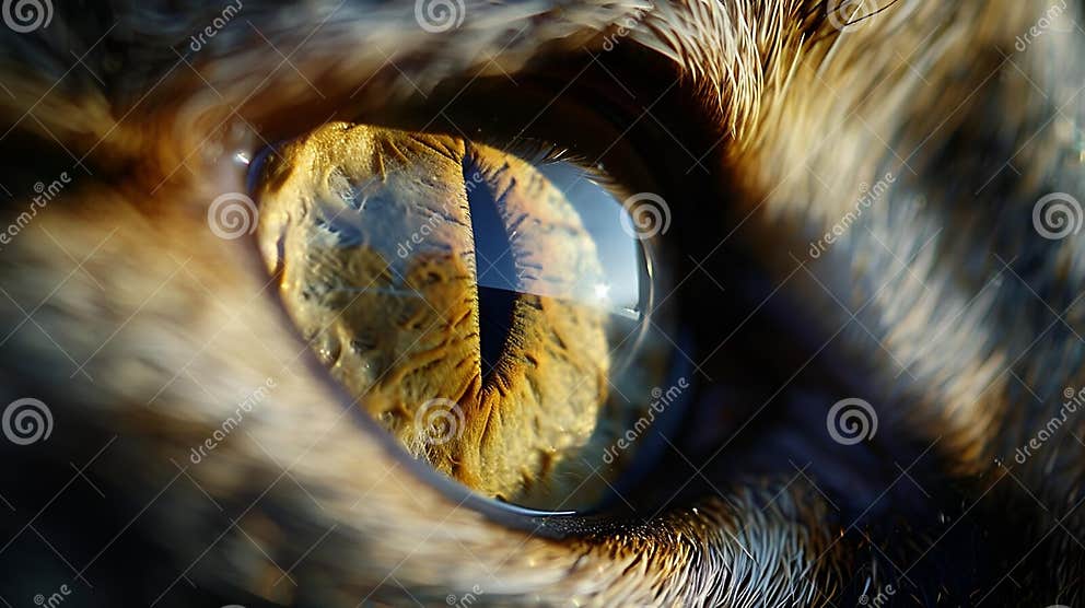 A Close Up of a Cat S Eye with it S Reflection Stock Illustration ...