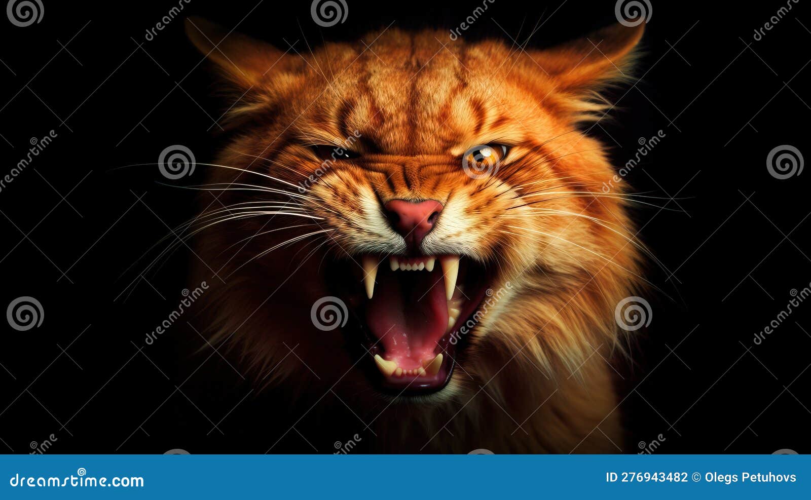 A Close Up of a Cat S Face with Its Mouth Open Stock Photo - Image of ...