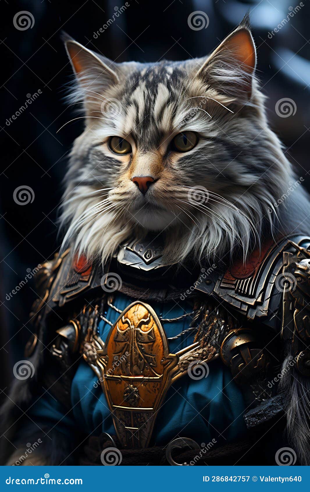 Close Up of Cat Wearing Armor and Helmet. Generative AI Stock ...