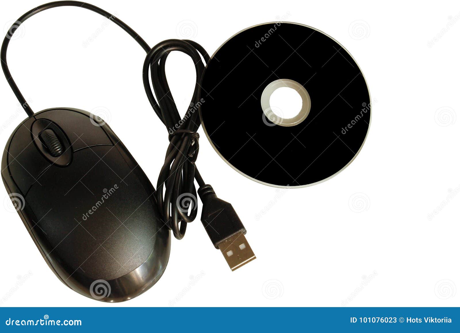 Close Up Of A Cd Dvd Disc And A Computer Mouse On White Background ...