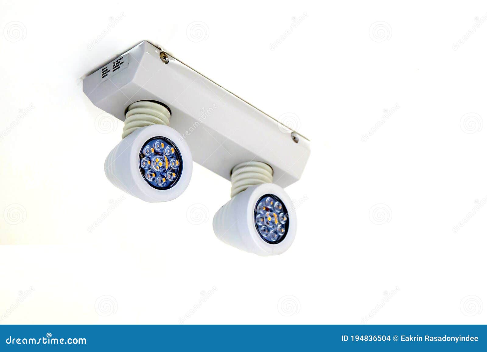 Close-up Ceiling Mounted Emergency Light in the Building Stock Photo ...