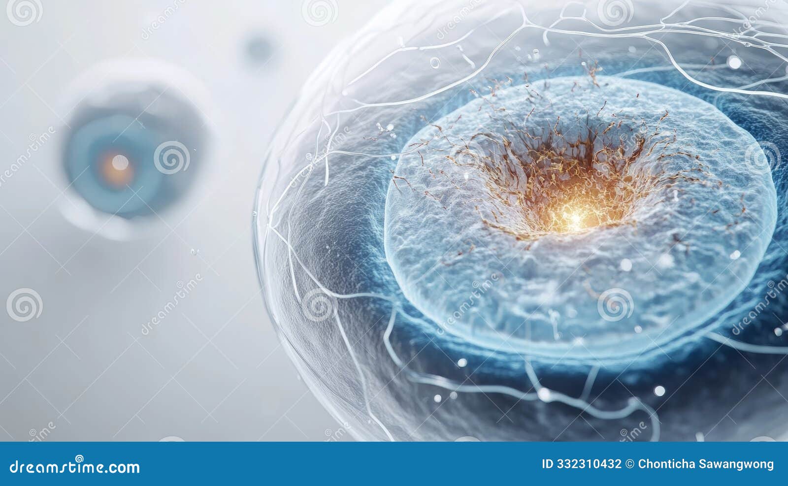 Close-up of a Cell Nucleus with Intricate Internal Structures ...