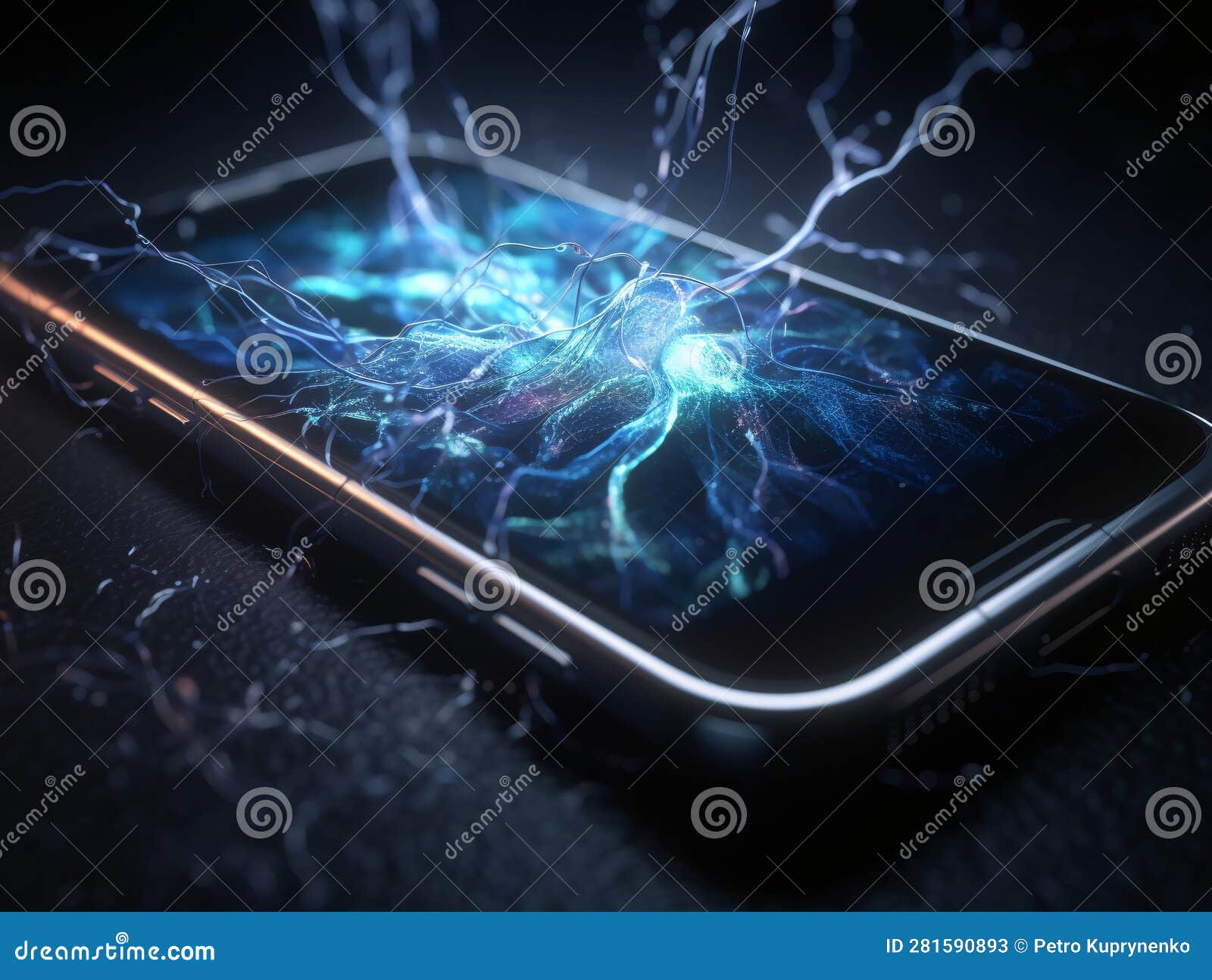 A Close-up of a Cell Phone Showing Lightning and Electrical Discharges ...