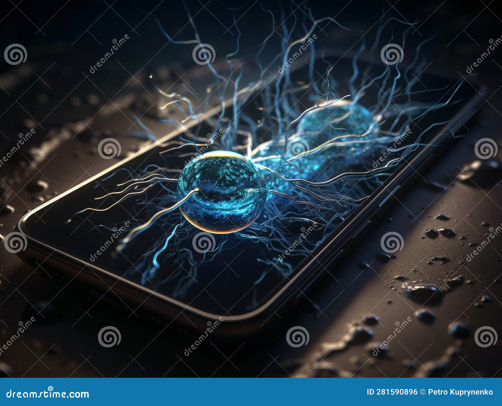 A Close-up of a Cell Phone Showing Lightning and Electrical Discharges ...