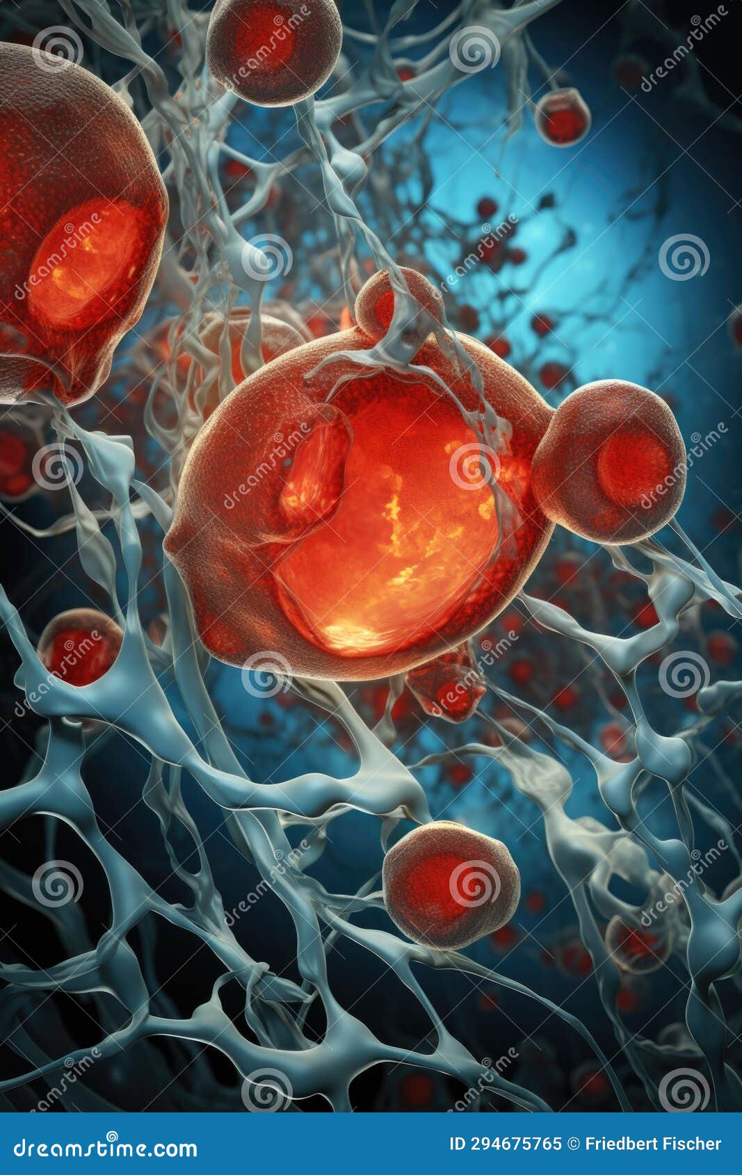 A Close Up of a Cell with Red Cells Stock Image - Image of cancer ...