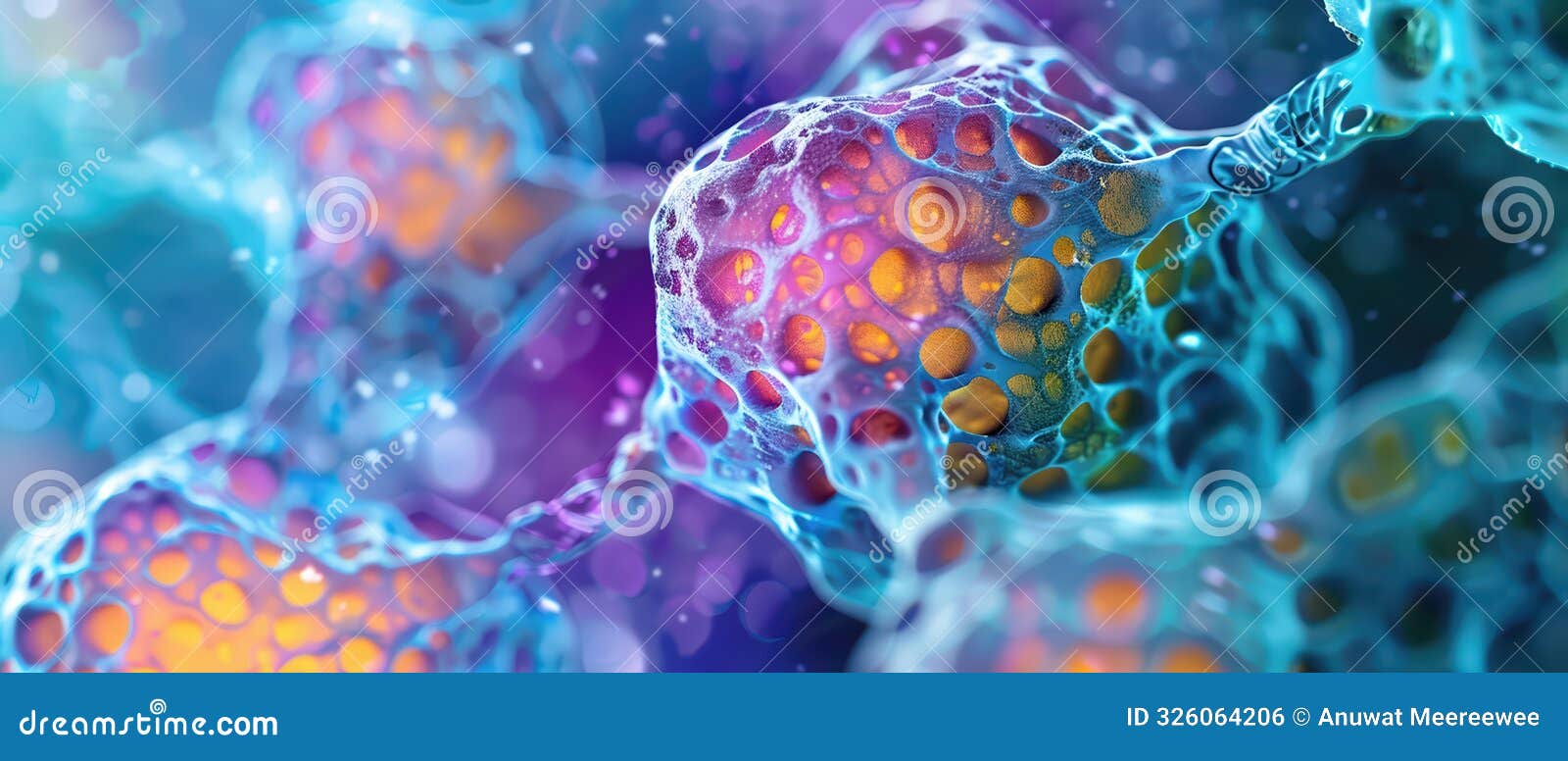 Close-up of Cell Structure Under Microscope, Bright Colors, High Detail ...