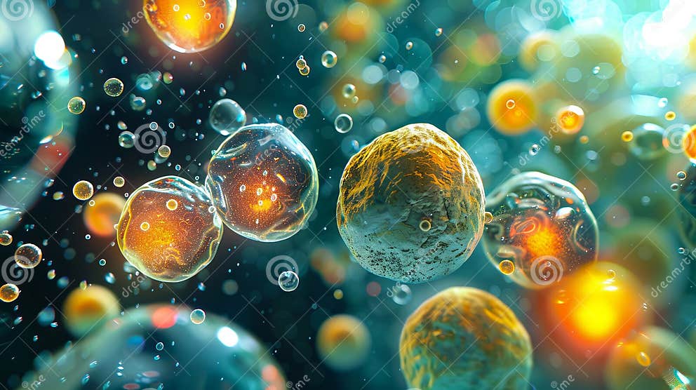 A Close Up of Cells and Bubbles Stock Image - Image of fluid, liquid ...