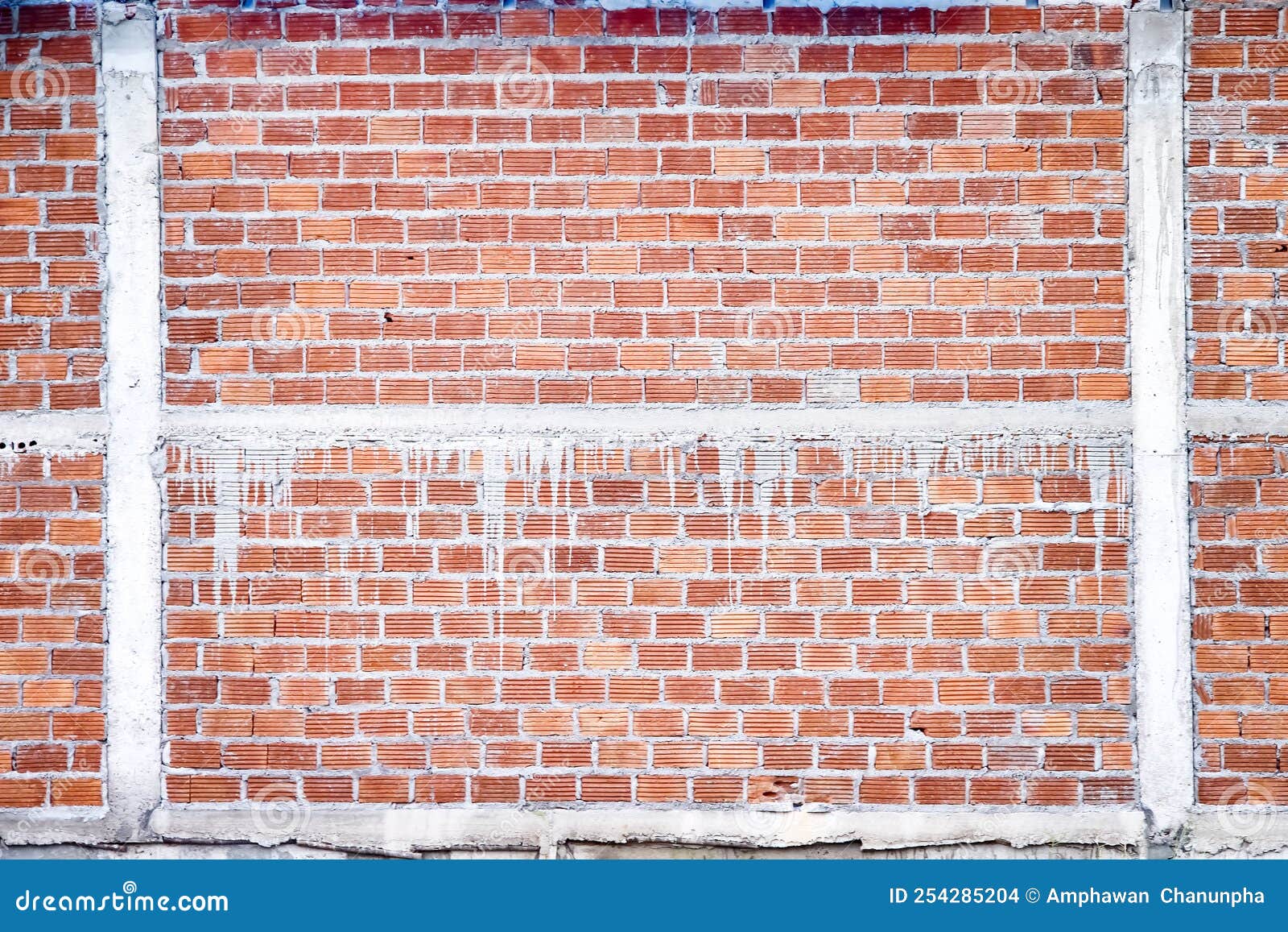 Cement Wall Decorative with Brick Unfinished in Construction Site ...