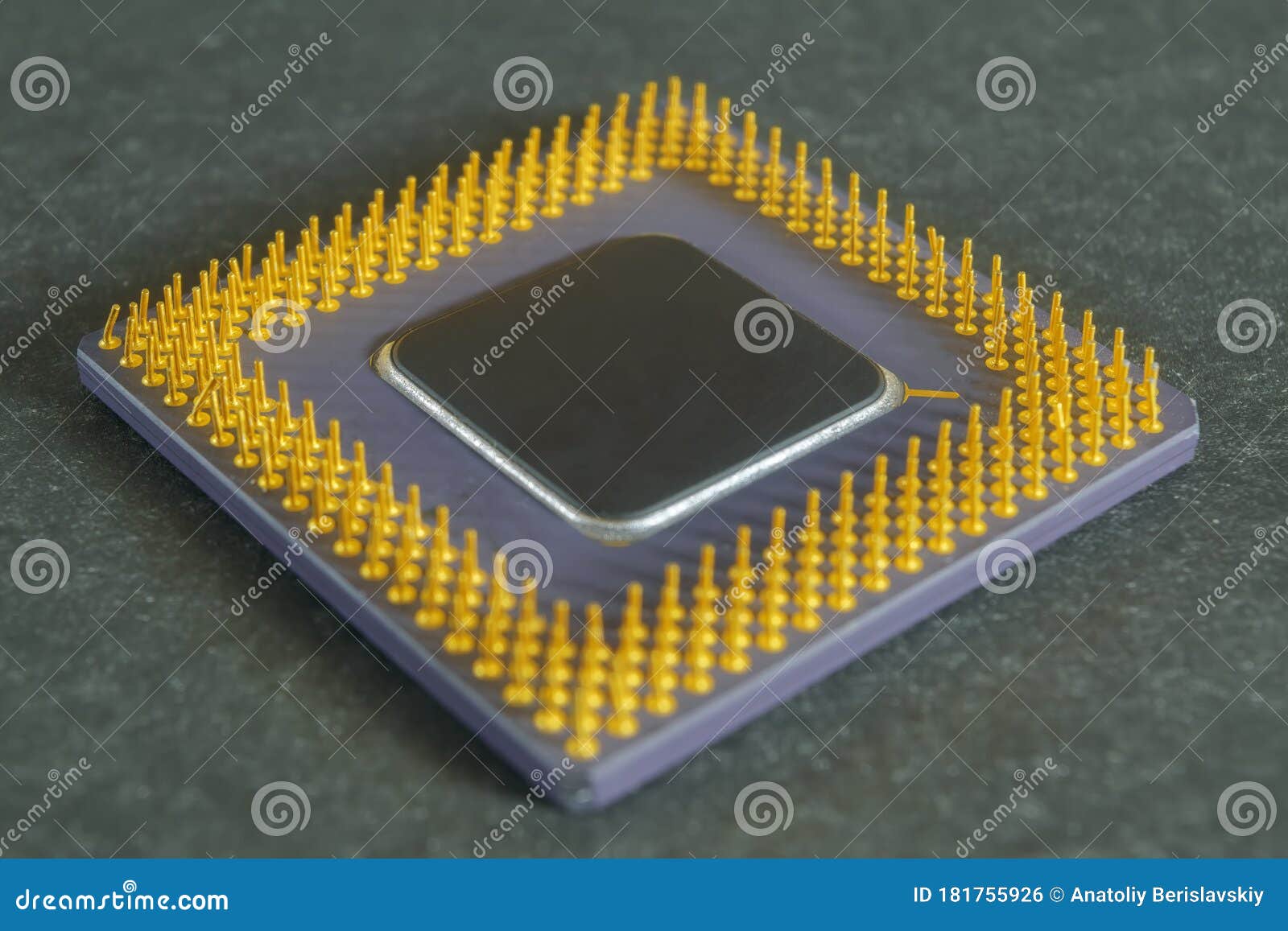 Close-up of a Central Processor of a Desktop Computer on a Dark Gray ...