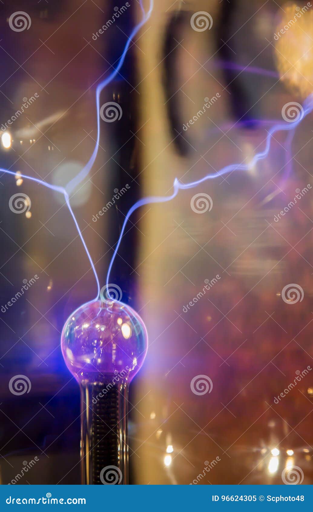 Close Up Centre of Plasma Ball Stock Image - Image of magenta, close ...