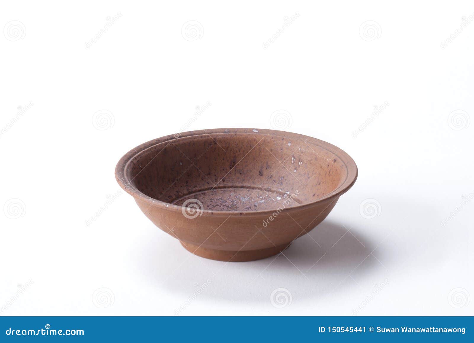 Close Up Ceramic Brown Bowl Isolated on White Background Shoot in the ...