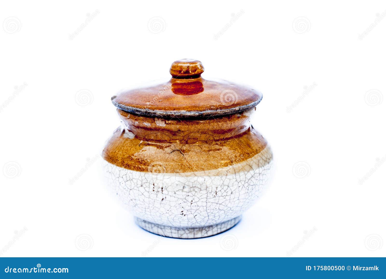Close Up of Ceramic Pickle Container Isolated on White I.e. Achar Ki ...