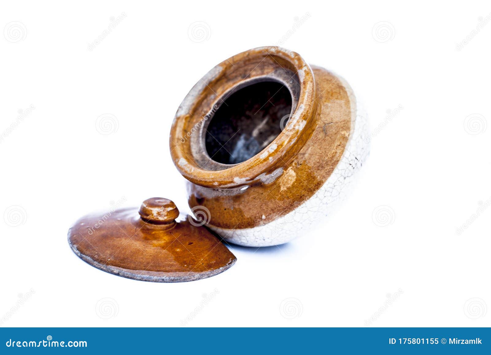 Close Up of Ceramic Pickle Container Isolated on White I.e. Achar Ki ...