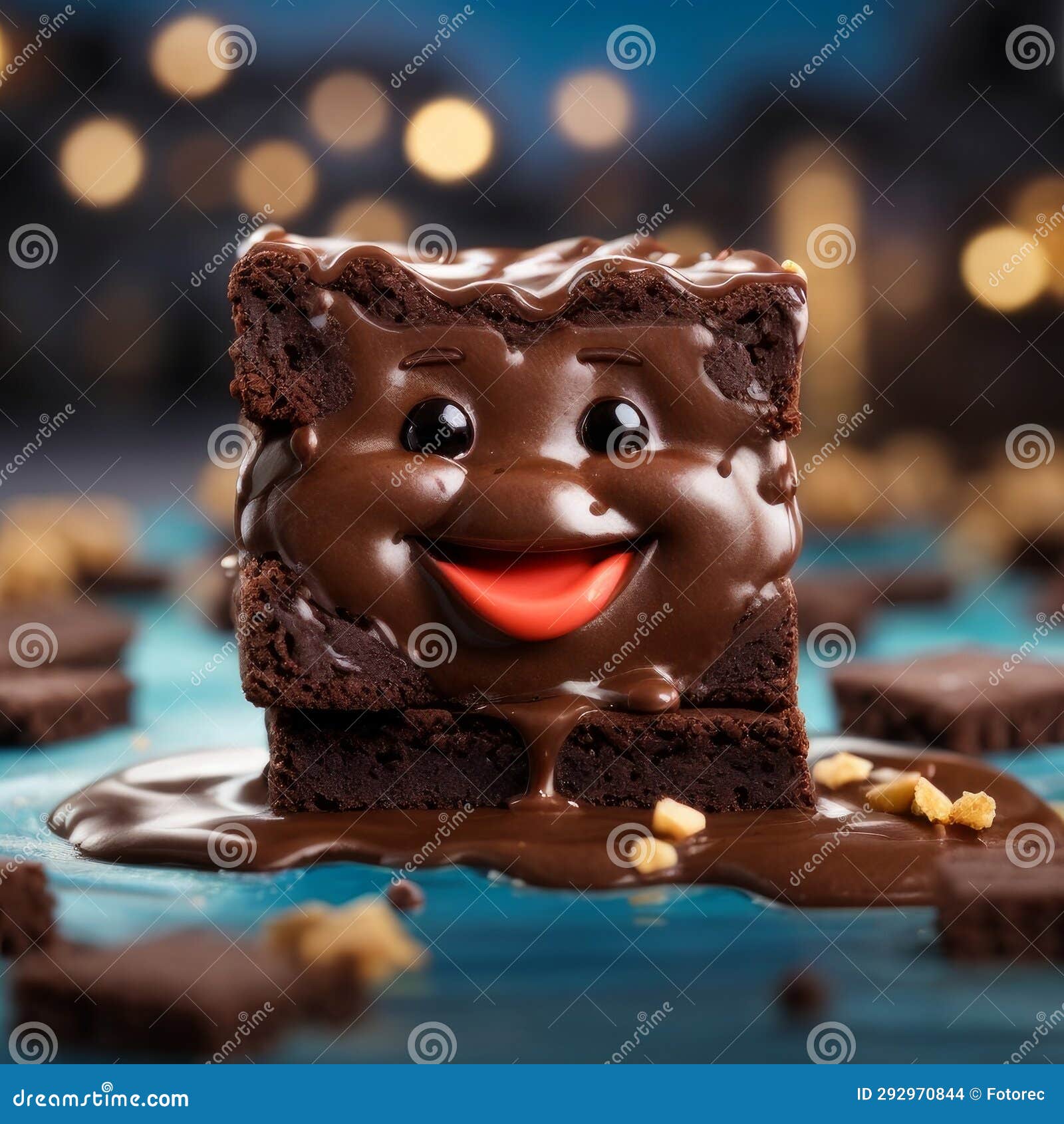 Close-Up Of A Cgi-Style Illustration Of A Brownie With A Happy Face ...
