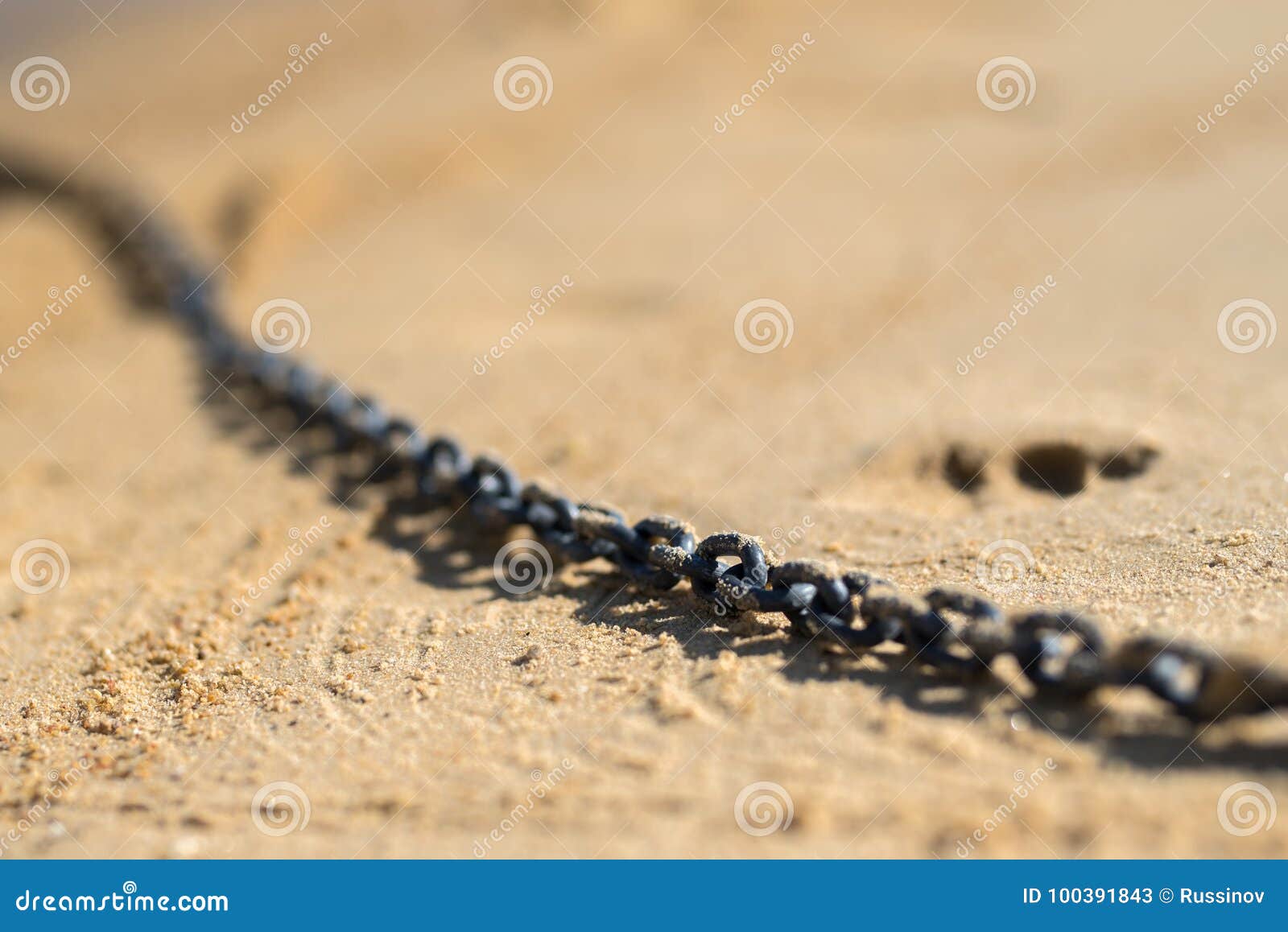 Close Up of an Chain on a Beach Stock Image - Image of coastline, metal ...