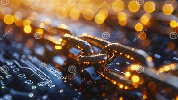 Close Up of Chain on Computer Screen Stock Image - Image of privacy ...