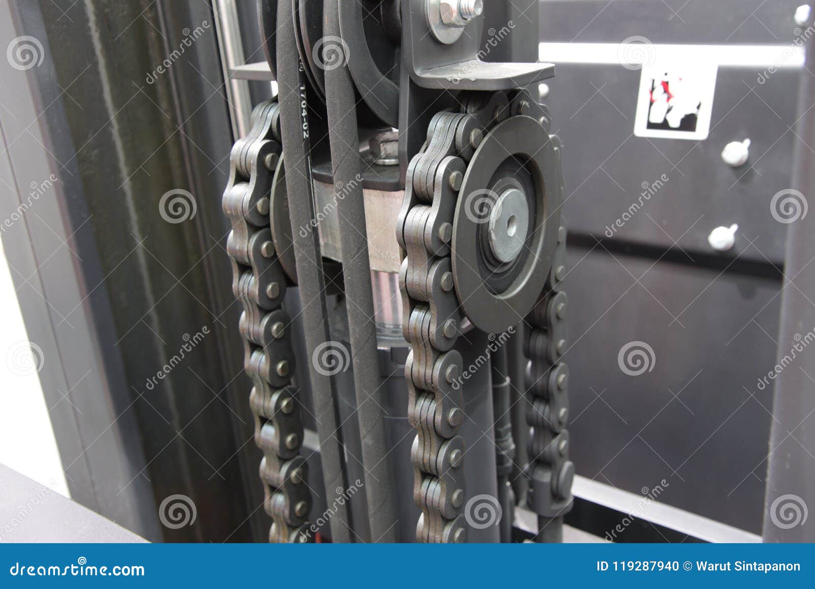 Close Up of Chain in Hand-lift Stock Photo - Image of logistics ...