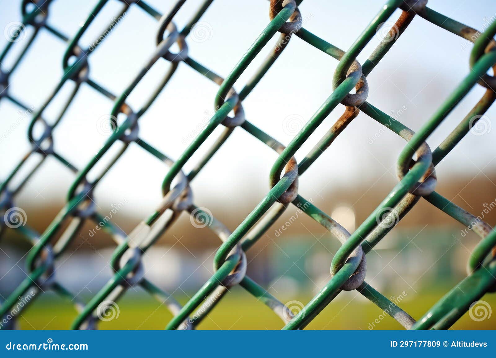 Close-up of Chain Link Fence with a Lock Stock Image - Image of safety ...