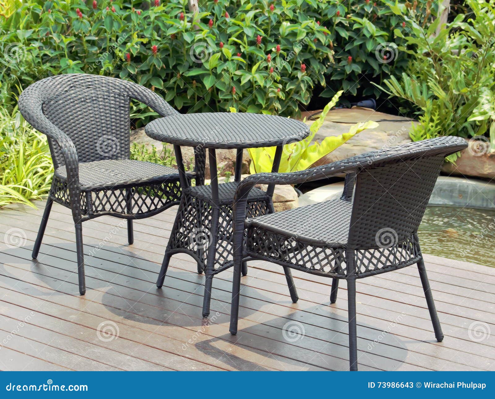 Close Up Chair and Table Beautiful View in Garden. Stock Image - Image ...