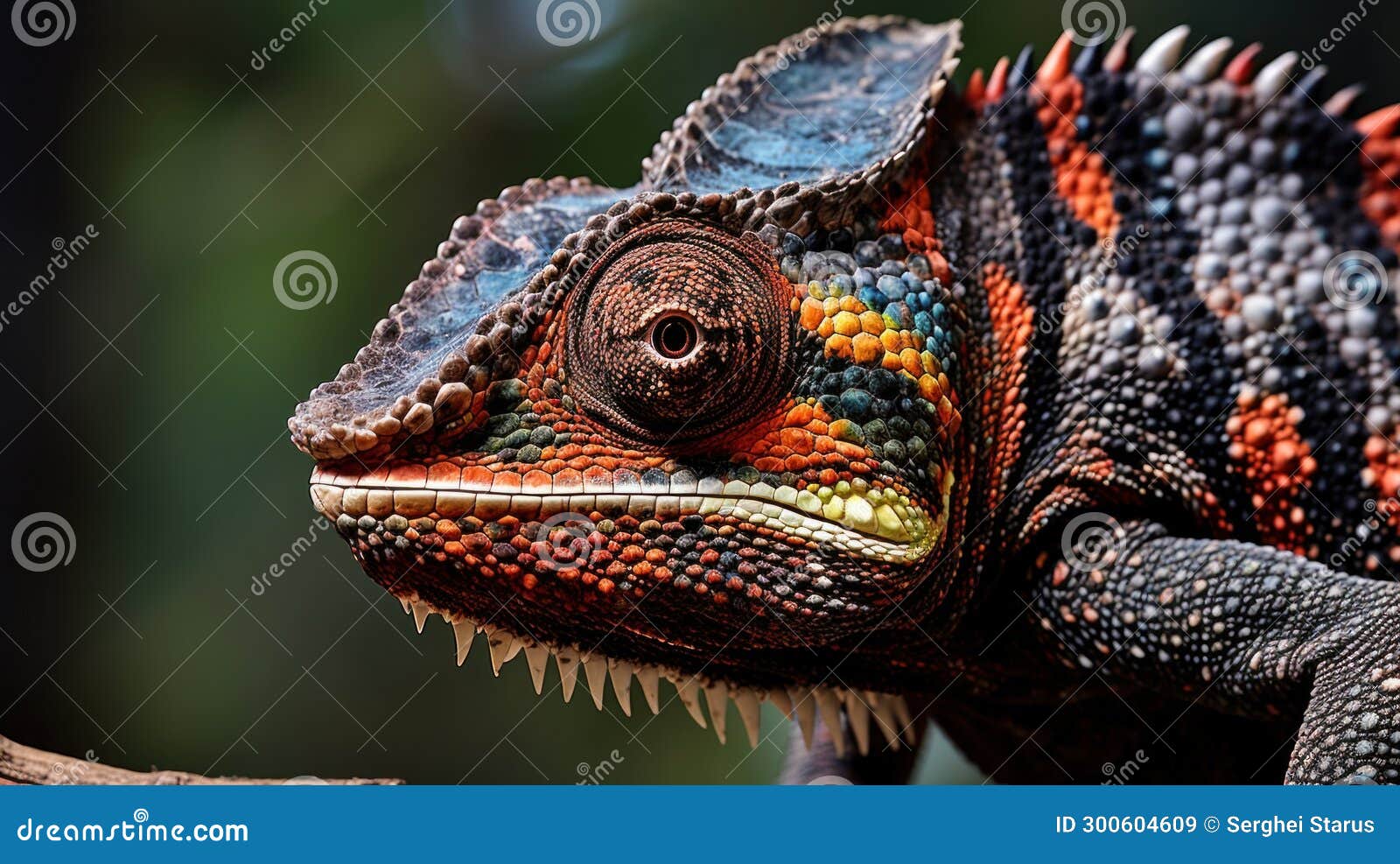 A Close Up of a Chameleon with Colorful Eyes and Feathers, AI Stock ...