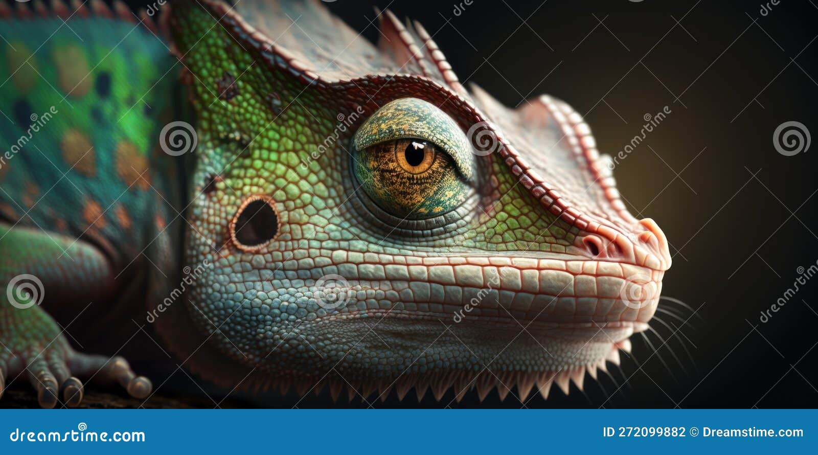 Close-up Chameleon Portrait Stock Illustration - Illustration of green ...
