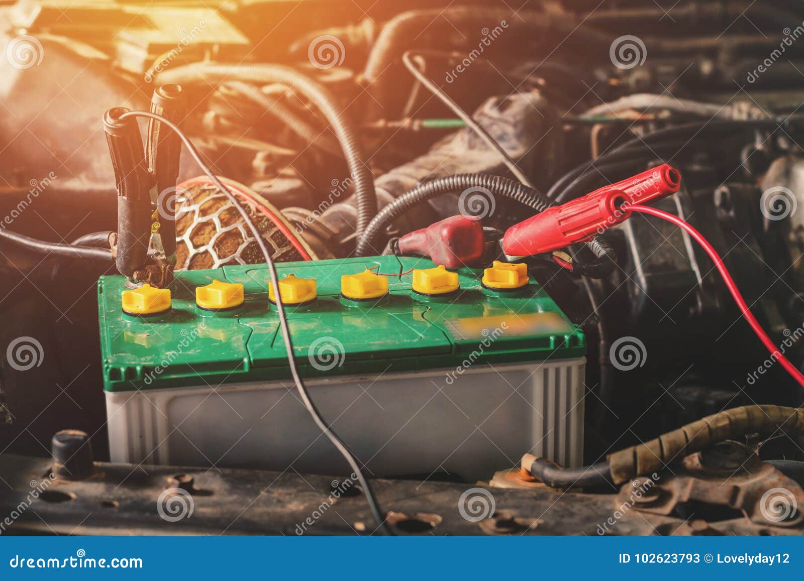 Close Up Charging with Electricity Trough Cables Stock Image - Image of ...